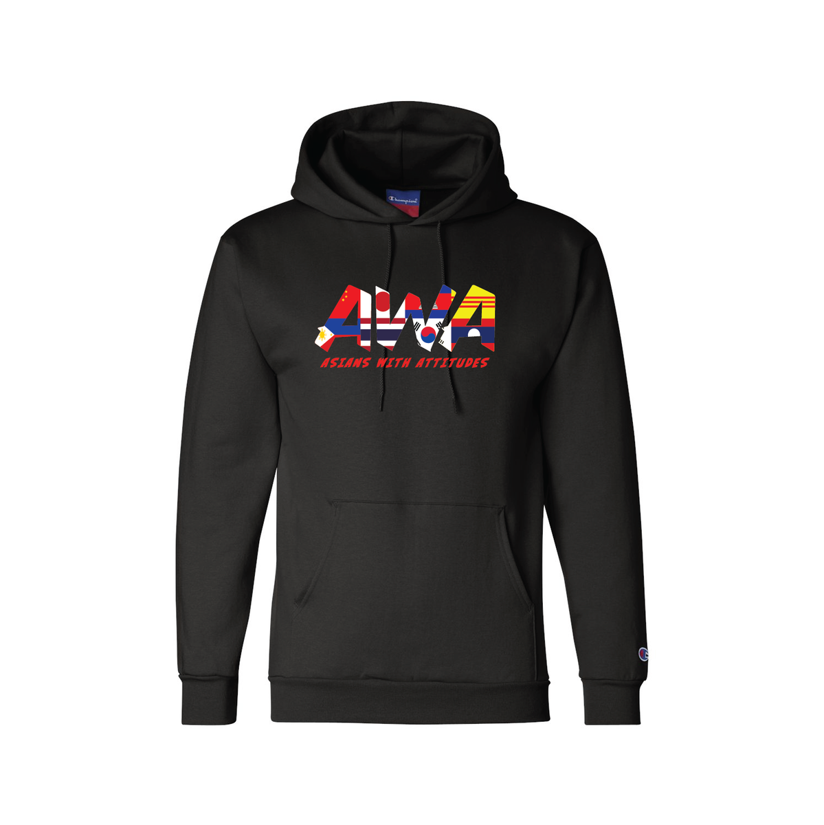 Flag AWA Logo - Printed Hooded Sweatshirt – Asians With Attitudes